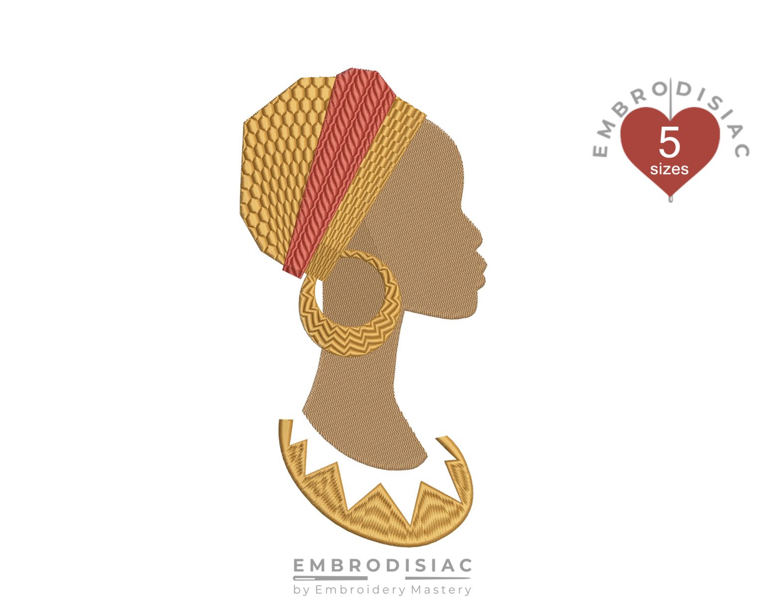 African Woman Silhouette machine embroidery. 5 sizes. Instant download ...