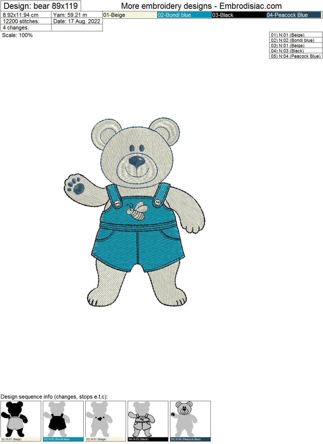 Baby bear machine embroidery design for baby bibs and baby shower ...