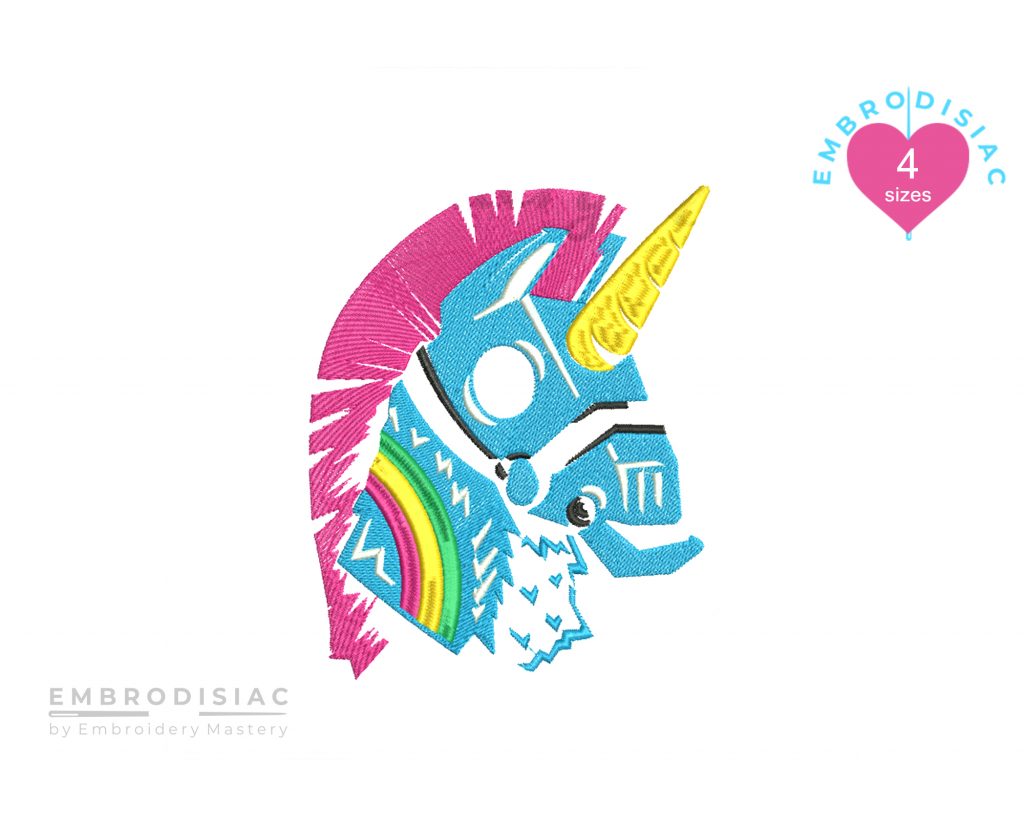 Fortnite Unicorn machine embroidery design. 4 sizes - Embrodisiac