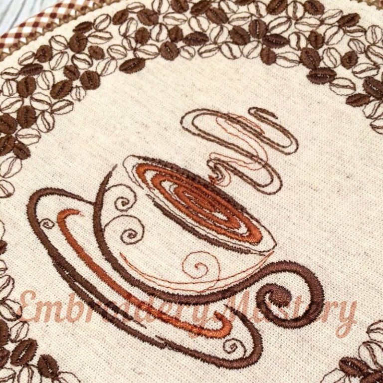 Coffee beans machine embroidery bundle. Digital embroidery. 6 designs ...