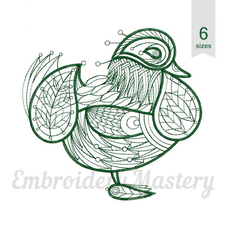 Mandarin Duck machine embroidery. Mallard duck embroidery design ...