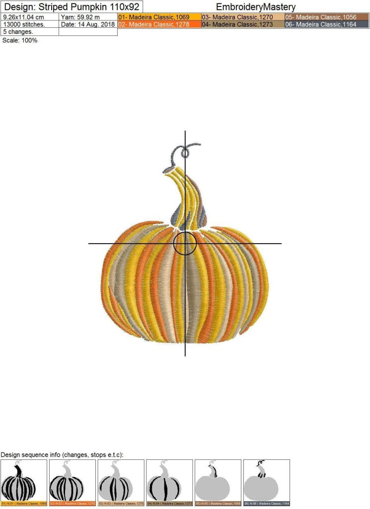 Pumpkin embroidery design. 6 sizes. Instant download - Embrodisiac