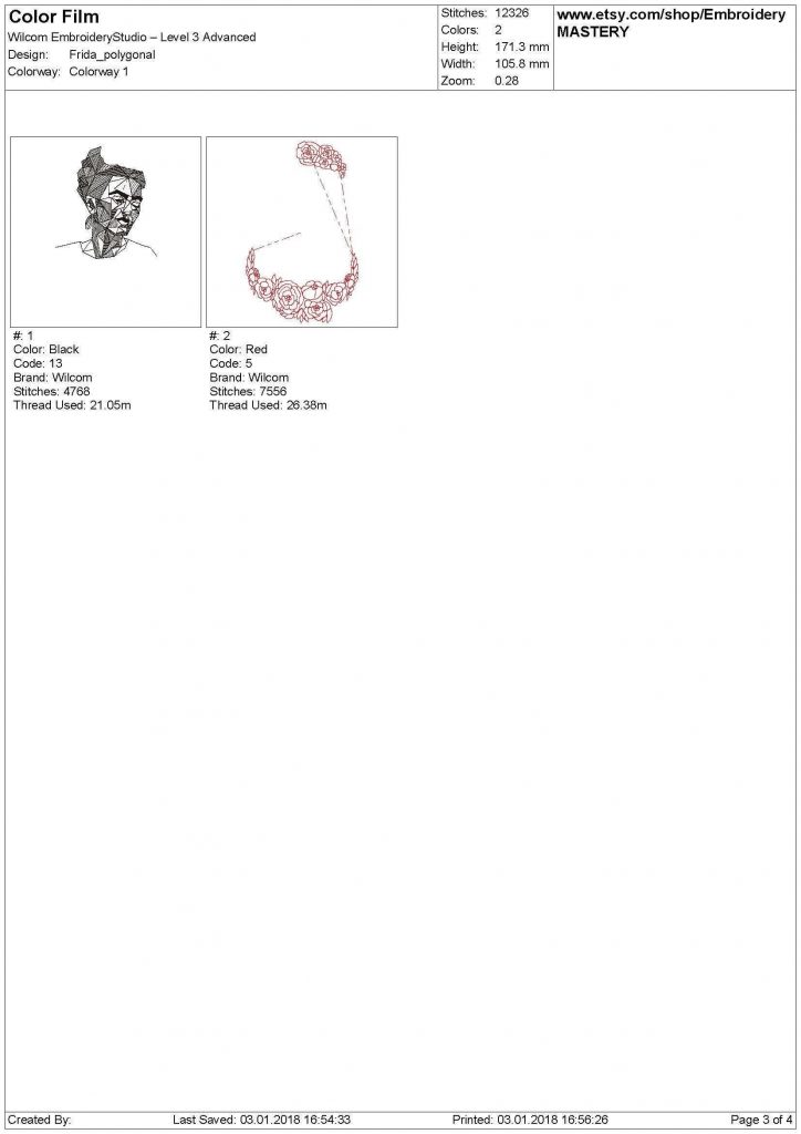 Frida machine embroidery design. 3 sizes. - Embrodisiac