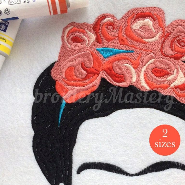 FRIDA machine embroidery design. 2 sizes. Instant download - Embrodisiac