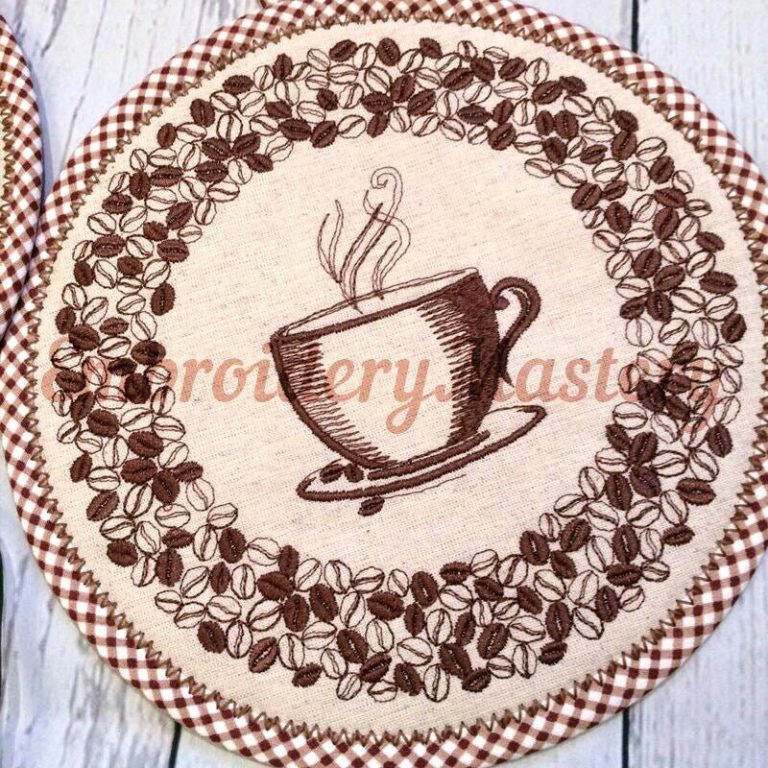 Coffee beans machine embroidery bundle. Digital embroidery. 6 designs ...