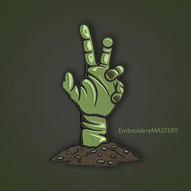 Zombie Hand Embroidery Design. 5 sizes. Instant download - Embrodisiac