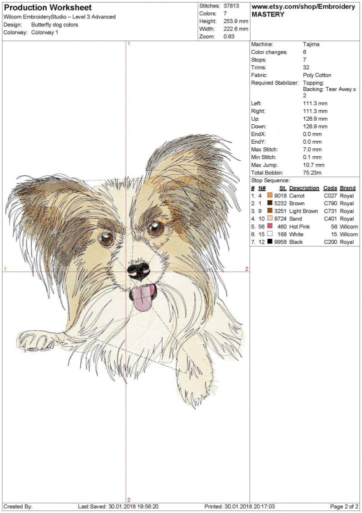 PAPILLON DOG machine embroidery design. 3 sizes. Instant download ...