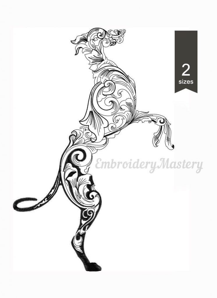 Baroque Russian greyhound II. Dog embroidery. Machine embroidery design ...