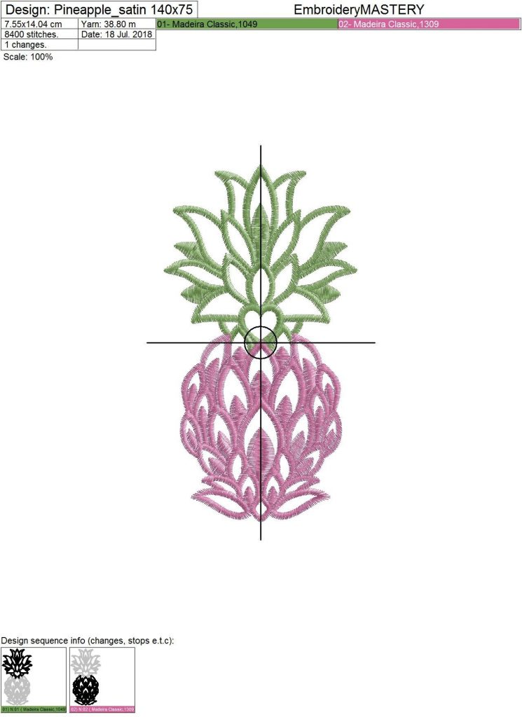 PINEAPPLE Embroidery Design. Digitized embroidery. 6 sizes - Embrodisiac