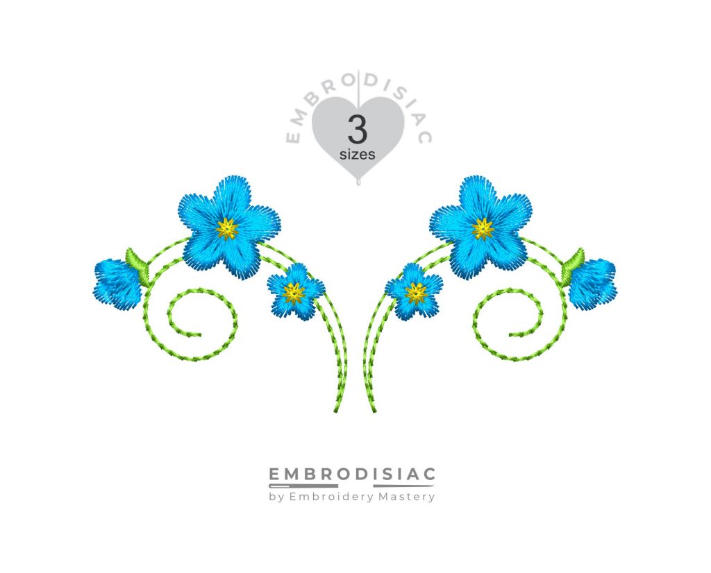 Forget-me-not flower mini Embroidery Design. 3 sizes. - Embrodisiac