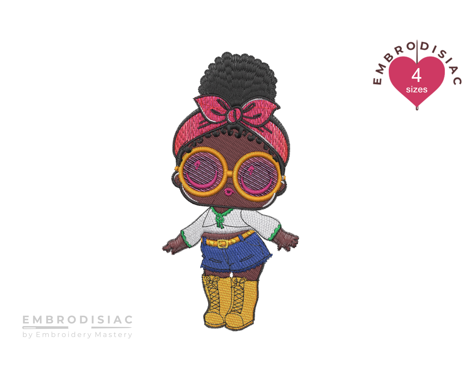 Lol Black Doll machine embroidery design. Cute doll with Pink ...